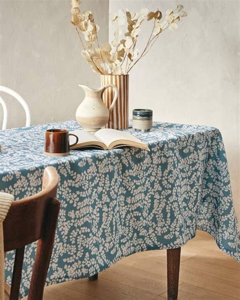 Nappe Nydel Toile Bachette Calanque Bleu Céladon Polyester Tissus et