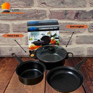 Jual Panci Set 3 IN 1 Wajan Teflon Stainless Steel Cookware Set Anti
