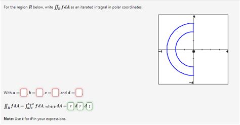 solved for the region r below write ∬rfda as an iterated