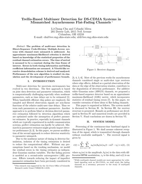 pdf trellis based multiuser detection for ds cdma systems in mismatched asynchronous flat