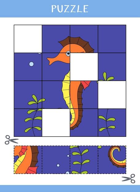 Puzzle F R Kinder Vektor Arbeitsblatt Ausschneiden Und Kleben Premium