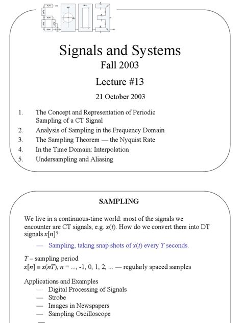 signal and system lecture 13 pdf sampling signal processing low pass filter