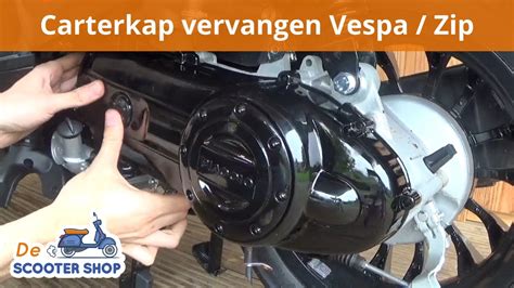 Zwarte Carterkap Monteren Op Vespa Sprint Primavera Piaggio Zip