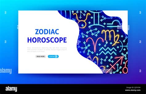 Horoscope Zodiac Neon Landing Page Stock Vector Image Art Alamy