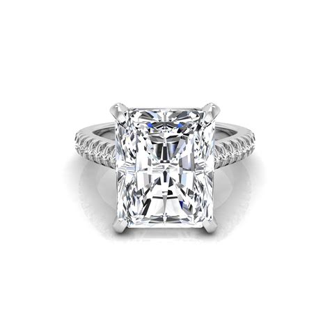 Radiant Cut Moissanite Hidden Halo Engagement Ring Octa Pearl