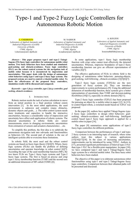 pdf type 1 and type 2 fuzzy logic controllers for autonomous robotic motion