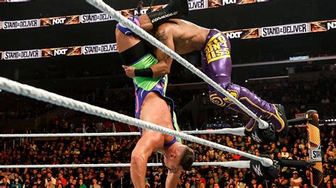 Bron Breakker Hits An Incredible Top Rope Hurricanrana On Carmelo Hayes