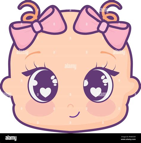 Icono de bebé niña de dibujos animados sobre fondo blanco ilustración