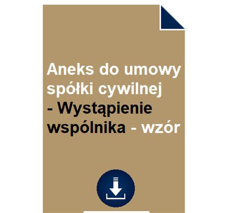 Aneks Do Umowy Sp Ki Cywilnej Wyst Pienie Wsp Lnika Wz R Pobierz