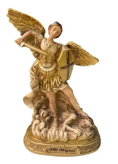 Escultura Imagem São miguel arcanjo 20cm resina barroco anjo