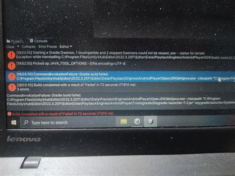 bro im new unity user when i wanna build app for android in unity i got an error message saying