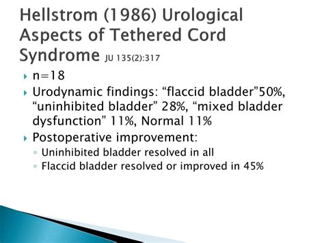 Ppt Urologic Manifestations Of Tethered Cord Syndrome Clinical And
