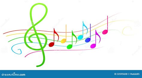 Notas Musicais Coloridas Na Pauta Musical Ilustração do Vetor