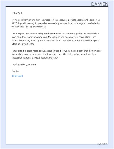 Cover Letter For Accounts Payable Accountant LazyApply