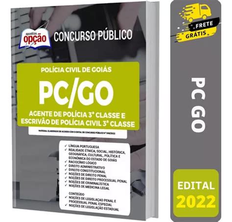 Apostila Concurso Pc Go Agente De Pol Cia Civil Classe Frete Gr Tis