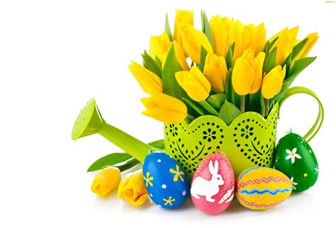 Tapety zdjęcia Pisanki Tulipany Wielkanoc