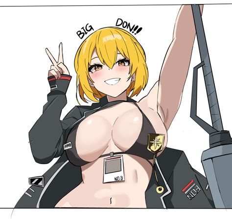 Rule Girls Amber Eyes Armpits Arms Up Badge Big Breasts Blonde