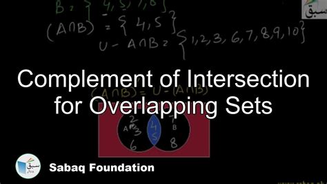 complement of intersection for overlapping sets math lecture sabaq pk youtube