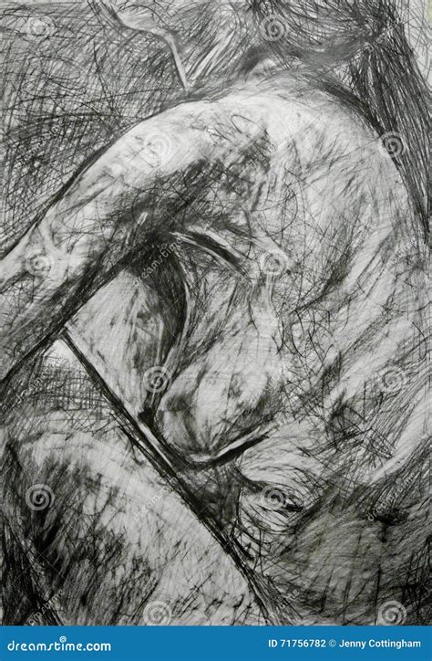 Disegno Di Carboncino E Della Matita Del Torso Nudo Illustrazione Di