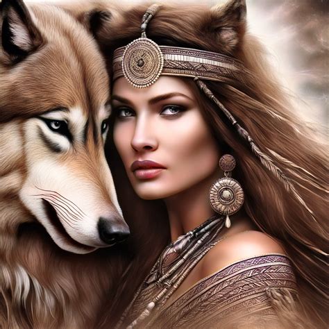 Woman With Wolf Free Stock Photo Public Domain Pictures