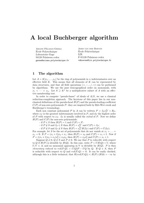 pdf a local buchberger algorithm