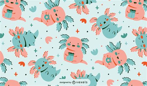 Cute Axolotls Pattern Design Vector Kawaii Axolotl HD Wallpaper Pxfuel