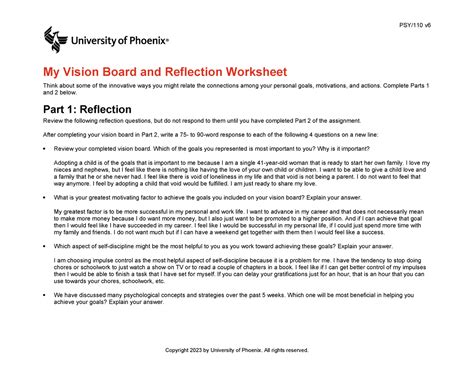 Cassandra Person Wk 5 Summative Assessment PSY 110 V My Vision Board