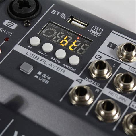Vonyx VMM K402 4 Channel Music Mixer Bluetooth USB DSP