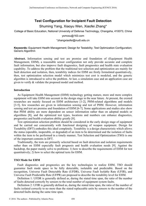 pdf test configuration for incipient fault detection