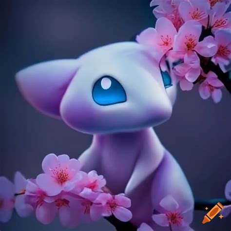 Shiny Mew Under A Cherry Blossom Tree On Craiyon