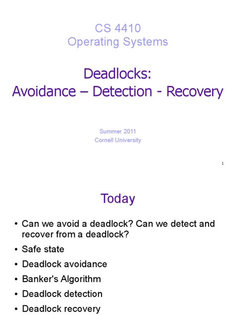 cs 4410 operating systems deadlocks avoidance detection recovery pdf discrete