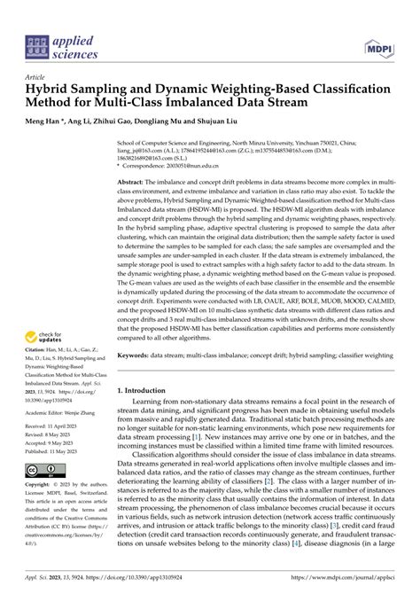 pdf hybrid sampling and dynamic weighting based classification method for multi class