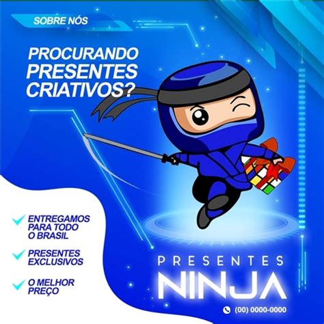 Presentes Ninja Criação de Kit Layout de Posts para Redes Sociais