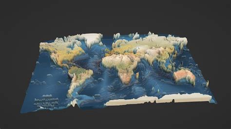 D Model World Map Topography Vr Ar Low Poly Cgtrader