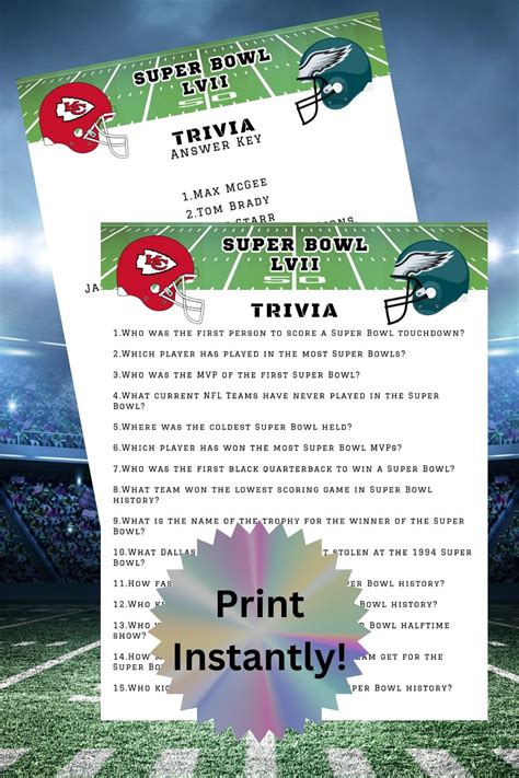 Super Bowl Trivia Printable Printable Word Searches