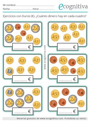 Ejercicios De Manejo Del Dinero Euros Estimulaci N Cognitiva
