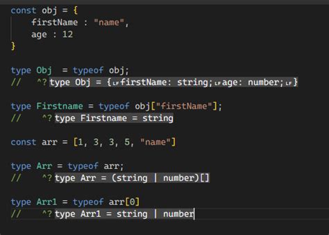 the typeof and keyof operators referencing variable types in typescript