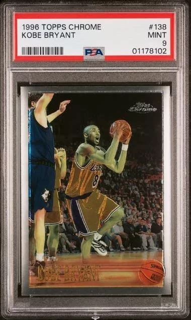 1996 TOPPS CHROME Basketball 138 Kobe Bryant Rookie Card Graded PSA 9
