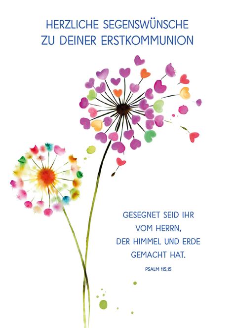 Glückwunschkarte Herzliche Segenswünsche zu deiner Erstkommunion