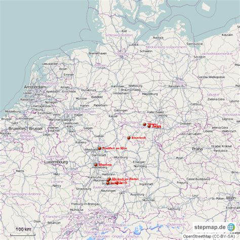 StepMap Stationen im Leben von F von Schiller Landkarte für Deutschland
