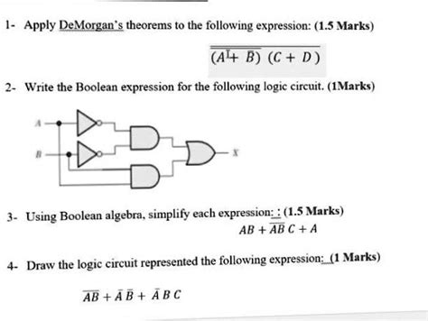 SOLVED 1 Apply DeMorgan S Theorems To The Following Expression 1 5