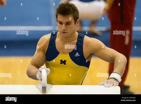 April 21 2013 Michigan Wolverine Sam Mikulak Checks Over The Pommel