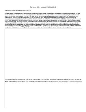 Fillable Online Da Form 5501 Female Fillable 2013 Fax Email Print