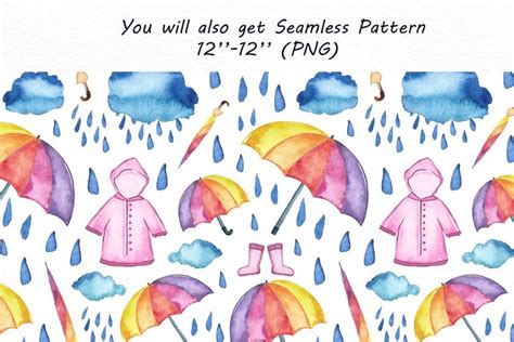 Watercolor Rainy Day Clipart Set