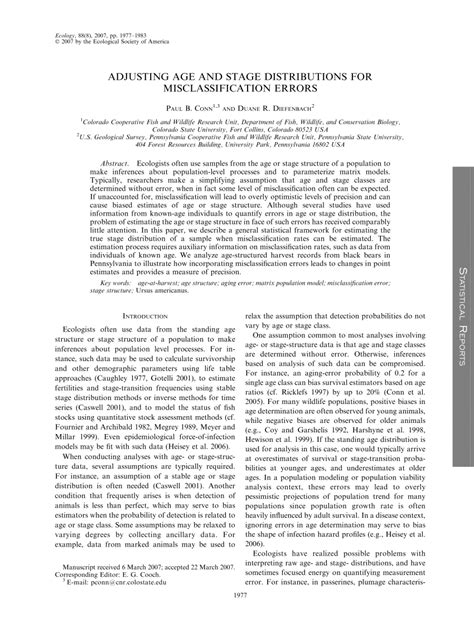 pdf adjusting age and stage distributions for misclassification errors