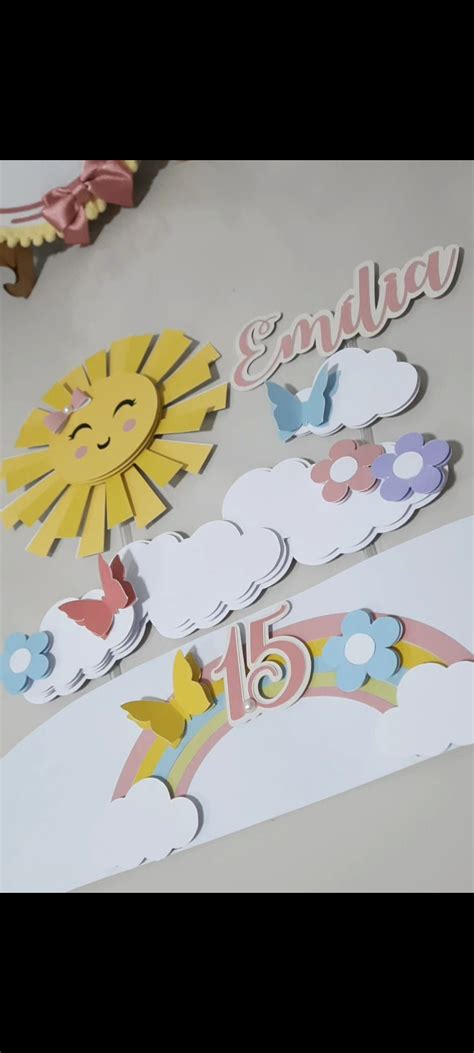 Festejante Taty Tiemi Personalizados Topo De Bolo SUNSHINE