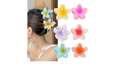 Rvuem Pcs Flower Hair Clips Plumeria Flower Large Cute Hair Claw