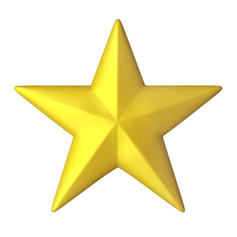 Una ilustración tridimensional de estrella amarilla aislada sobre un
