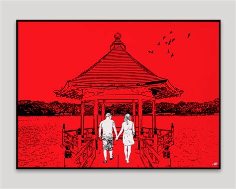 Tableau japon Promenade à Fukuoka CÉDRIC FOURNIER Illustrations