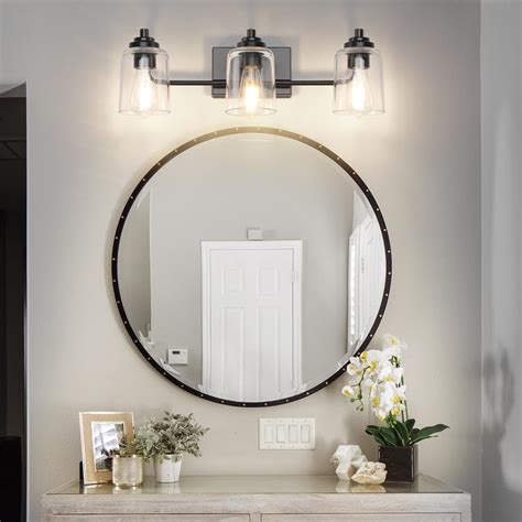 SOLFART Luces de baño de 3 luces sobre espejo luces negras de tocador